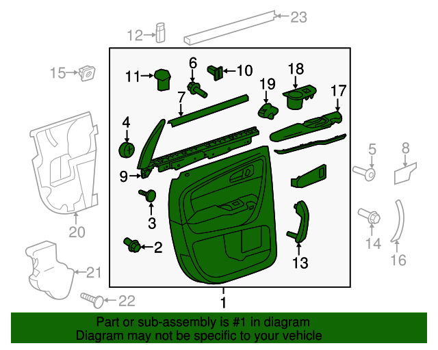 22854954 GM Ebony Rear Passenger Side Door Trim | GM Parts Store