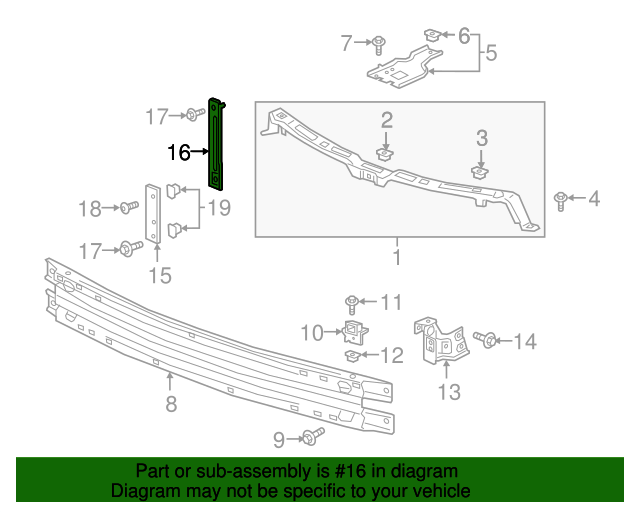 2018-2021 GM Front Bumper Fascia Support Brace 84142169 GM ...