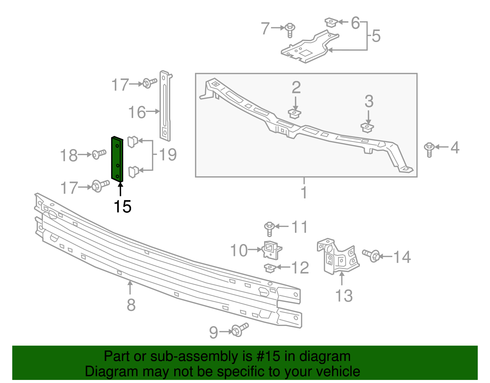 2018-2021 GM Front Bumper Fascia Support Brace 84186579 GM ...