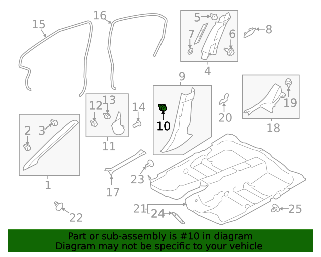 2005-2022 Subaru Lower Center Pillar Trim Clip 909130096 | TascaParts.com
