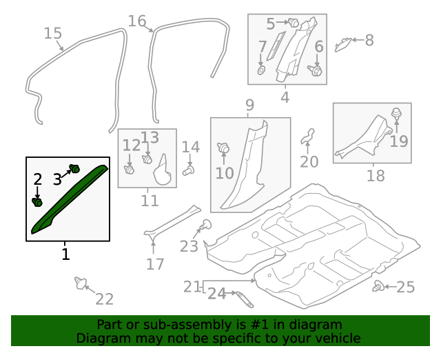 2015-2021 Subaru Windshield Pillar Trim 94010FJ040VH | Subaru Parts Store