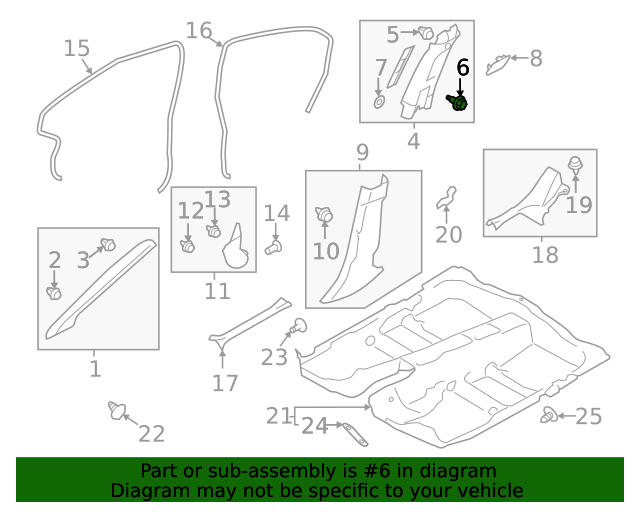 2016-2022 Subaru Upper Center Pillar Trim Bolt 901020026 | QuirkParts
