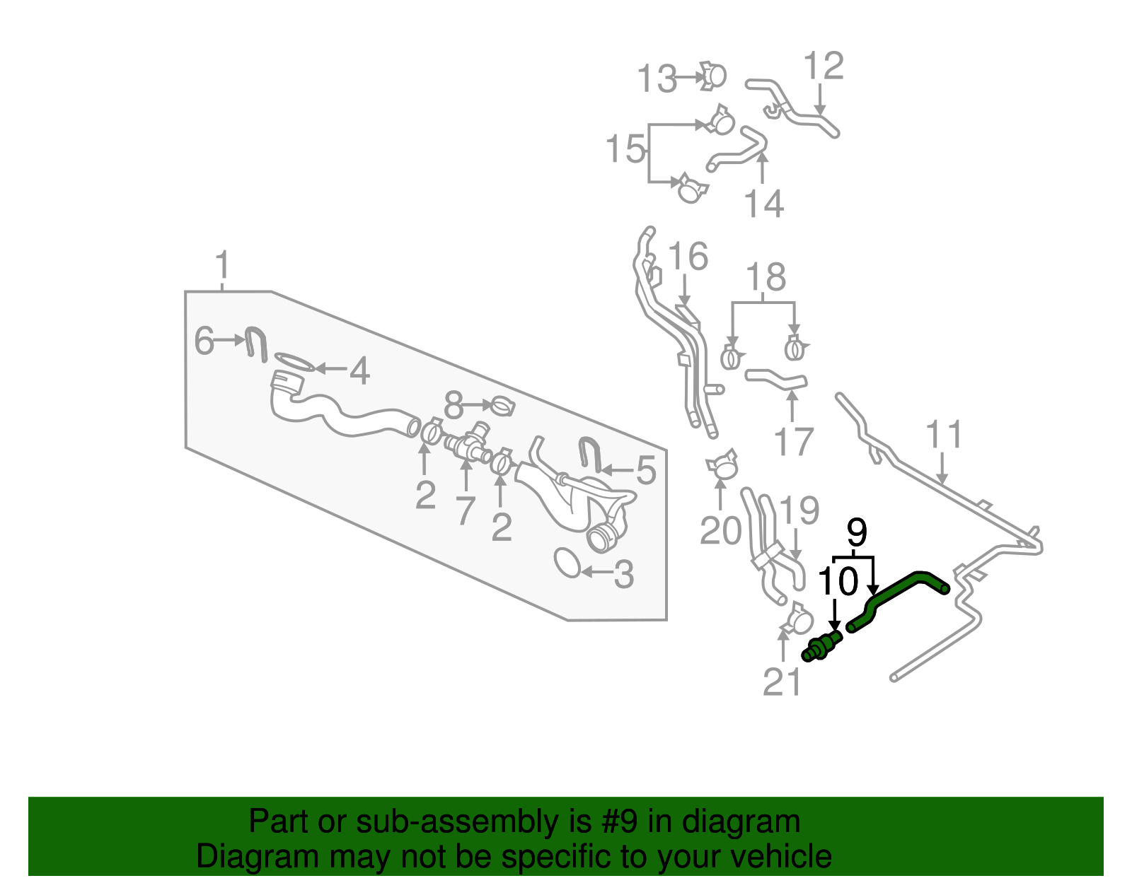2008-2017 Volkswagen Coolant Hose 3C0-122-101-H | OEM VW Parts Haus