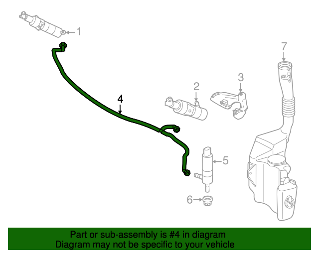 204-860-10-92 - Headlight Washer Hose 2010-2015 Mercedes-Benz ...