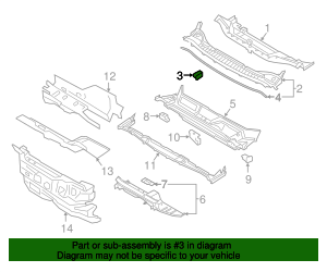 2015-2021 Ford Cowl Grille Clip -W716707-S900 | Ford Parts Catalog