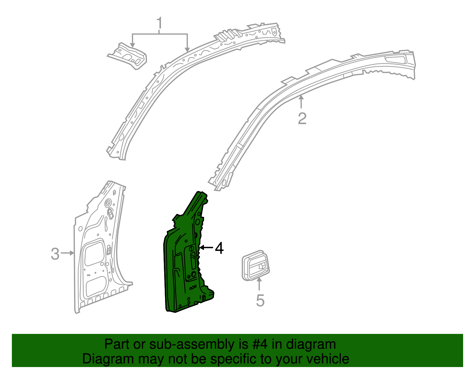 25998244 - Passenger Side Body Hinge Pillar Outer Panel Reinforcement ...