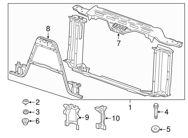 22825906 - Front End Sheet Metal Radiator Opening Brace 2011-2014 GM ...