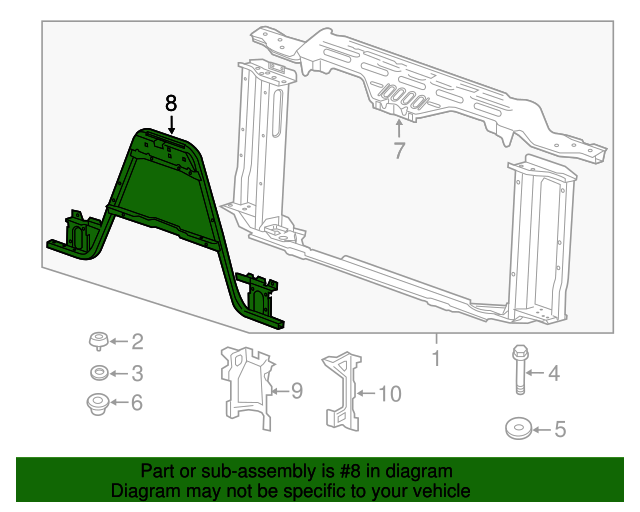2011-2014 GM Front End Sheet Metal Radiator Opening Brace 22825906 GM ...