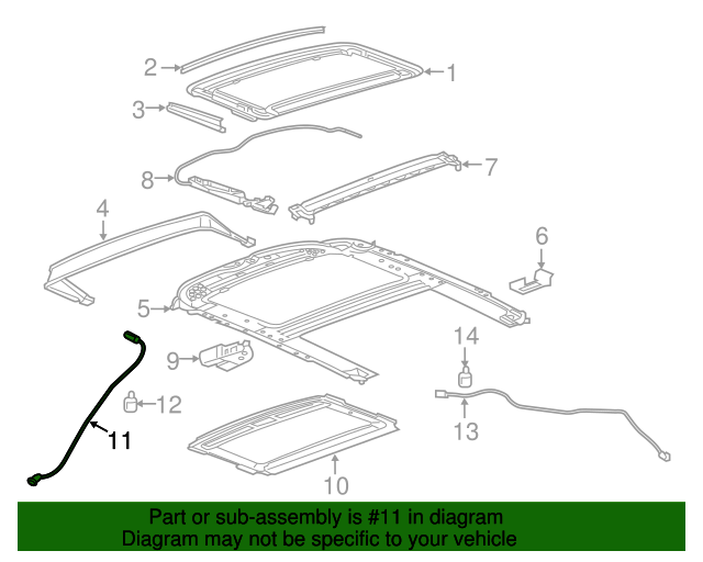 39094879 - Passenger Side Sunroof Housing Front Drain Hose 2018-2020 ...