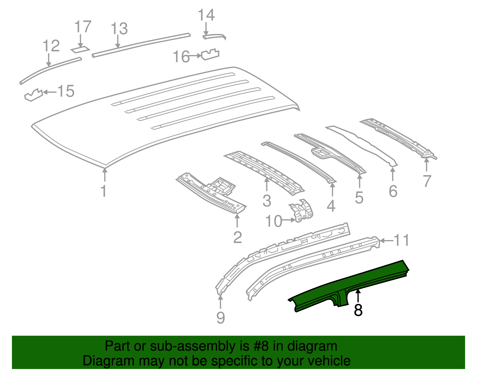 61216-0E020 - Roof Rail | Toyota Parts Delivered