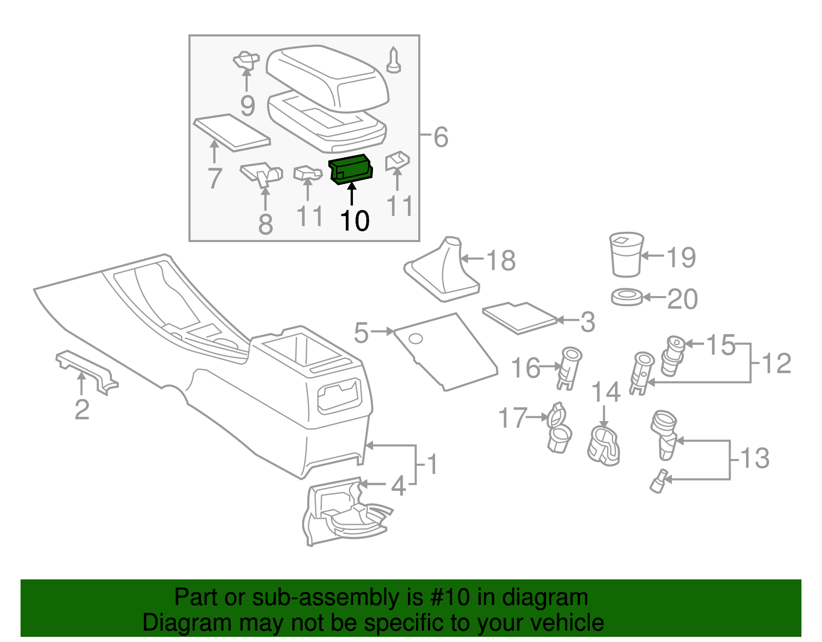 58907-02020 - Console Hinge 2003-2008 Toyota | AutoNation Parts