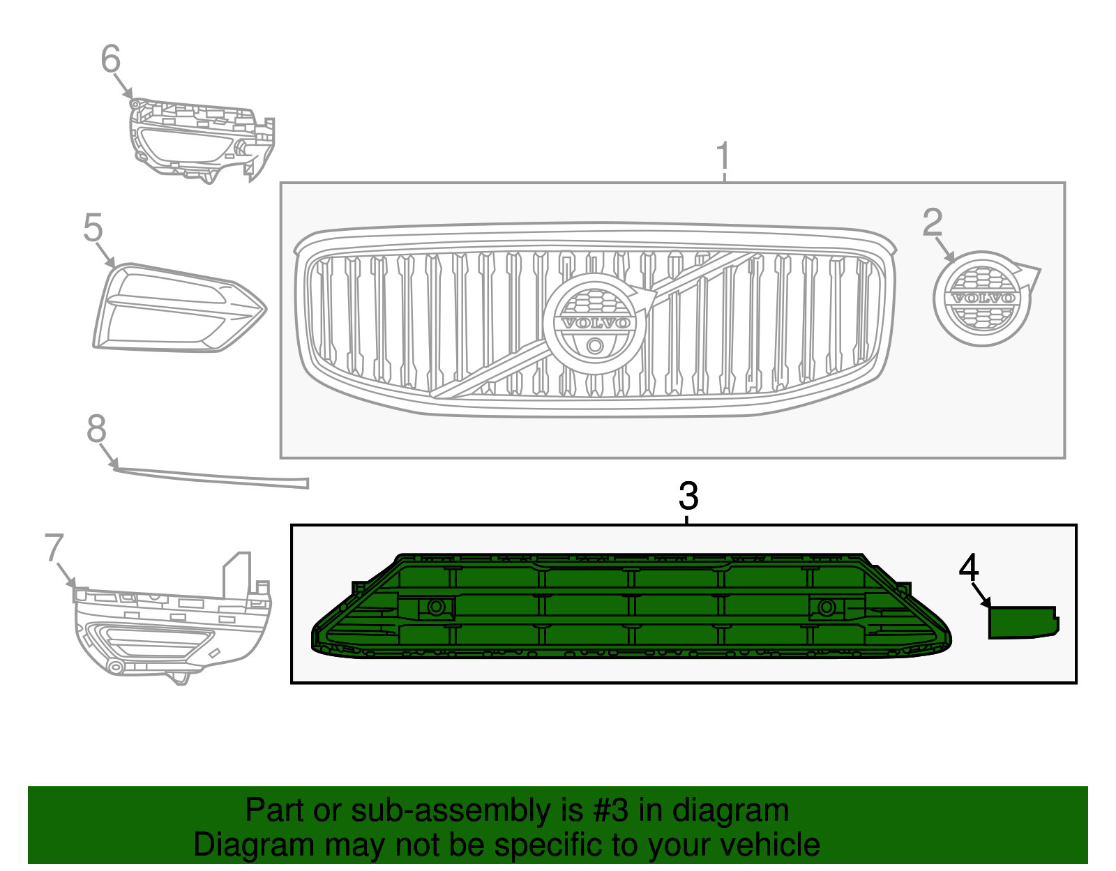 Genuine Lower Grille for 2018-2021 Volvo XC60 | Part# 32296070 | Over ...