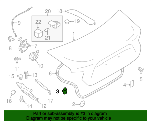 2015-2020 Subaru BRZ Trunk Lid Stopper 57533AE010 | Subaru Parts Store