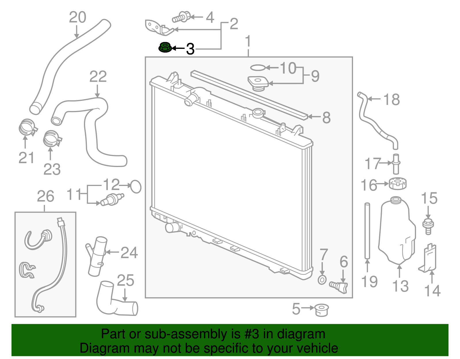 1990-2025 Honda Radiator Assembly Upper Insulator 74173-SJ4-000 | Honda Factory Parts