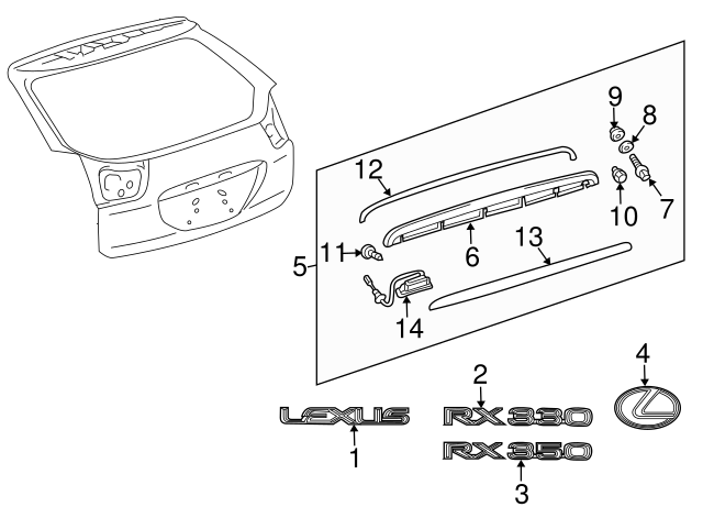 2004-2006 Lexus RX330 Nameplate 75443-48040 | toyolexparts