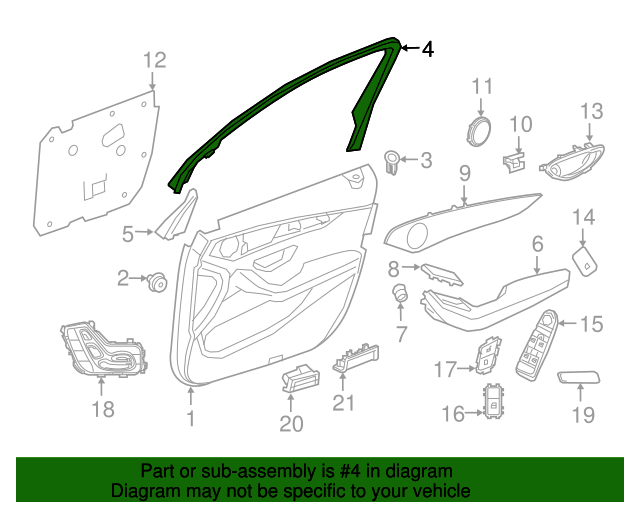 253-727-04-00-9051 - Door Window Molding 2017-2023 Mercedes-Benz ...