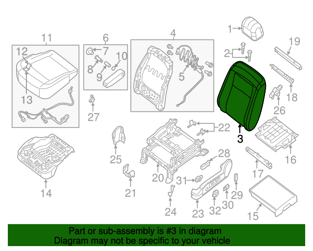2016-2021 Nissan Seat Back Assembly 87650-9JB7A | Nissan Parts OEM