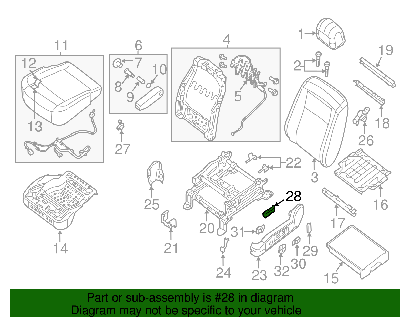 2007-2021 Nissan Seat Switch 87066-JA03A | Nissan Parts Central