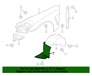 970-504-124-21 - Fender Liner Extension 2010-2016 Porsche Panamera ...