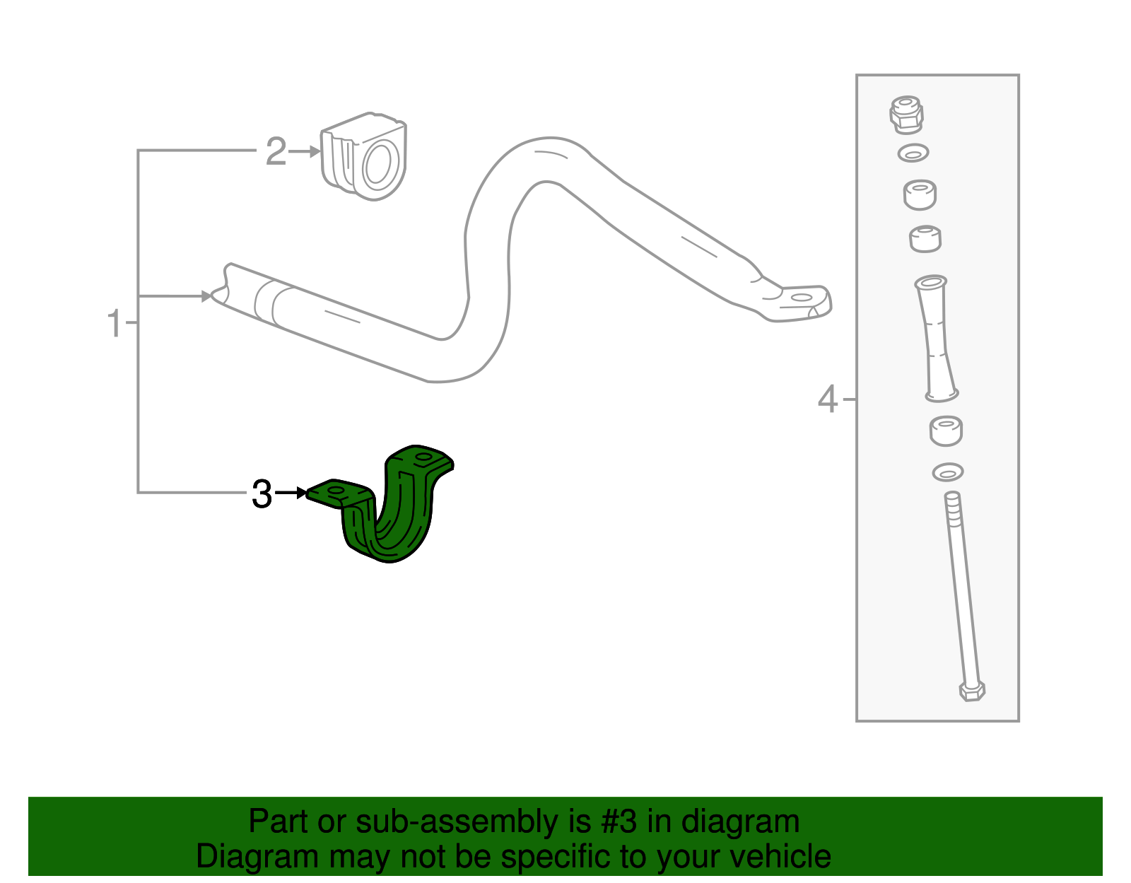 23117537 - Front Passenger Side Suspension Stabilizer Shaft Clamp 2015 ...