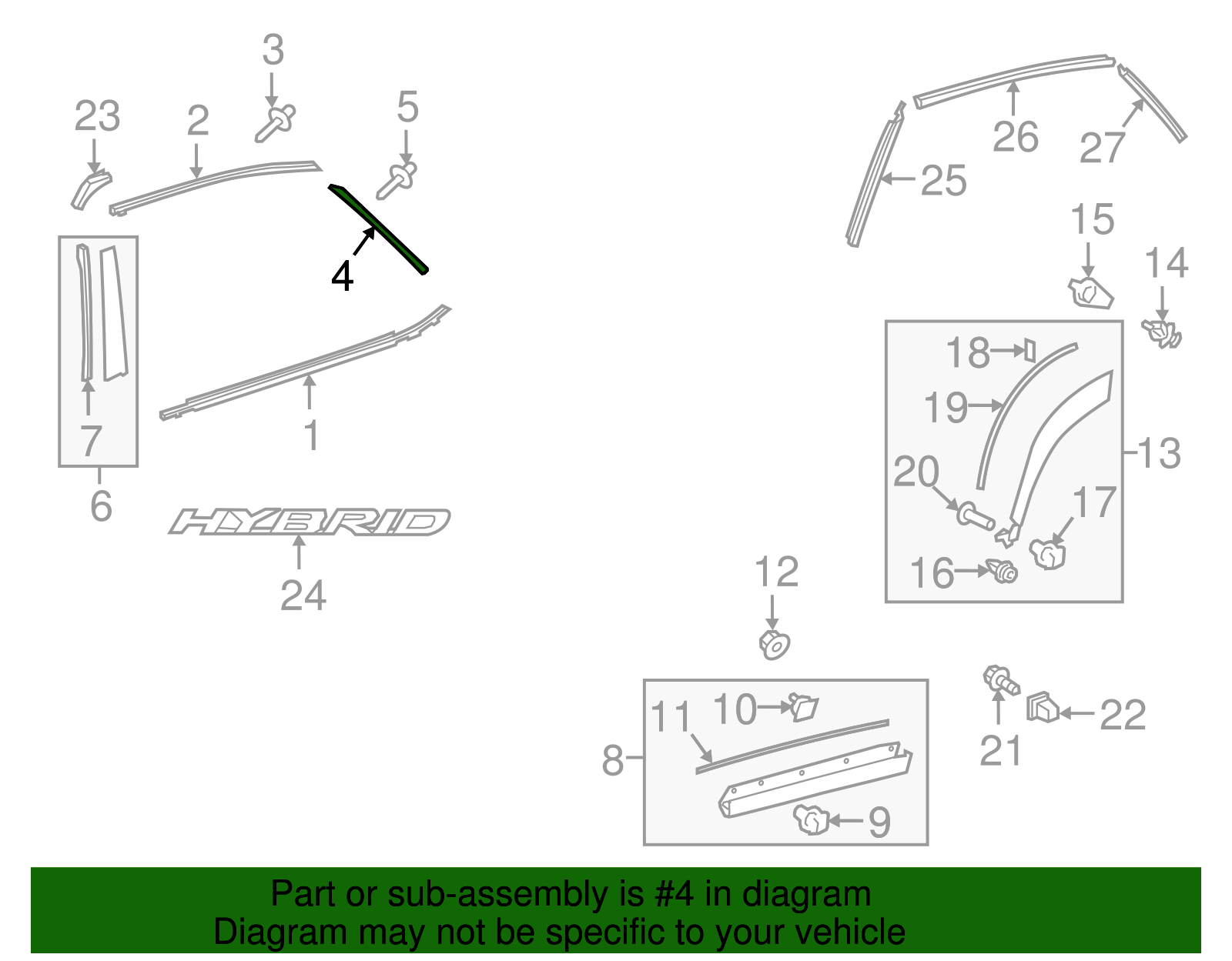 75766-78010 - Rear Molding 2015-2021 Lexus | Lexus of Stevens Creek Parts
