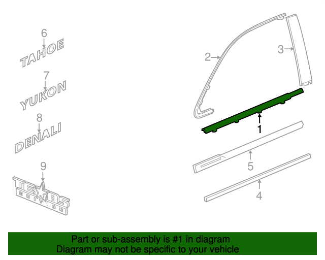 2015-2020 GM Front Passenger Side Door Window Belt Reveal Molding ...