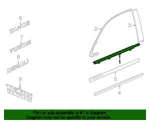 84126966 - Front Passenger Side Door Window Belt Reveal Molding 2018 ...