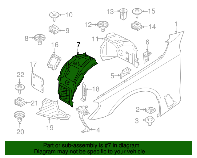 51717340785 - 2017-2023 BMW Ft Fender Liner (51-71-7-340-785) | BMW of ...