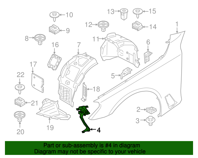 41007440423 - 2017-2022 BMW Fender Lower Bracket (41-00-7-440-423 ...