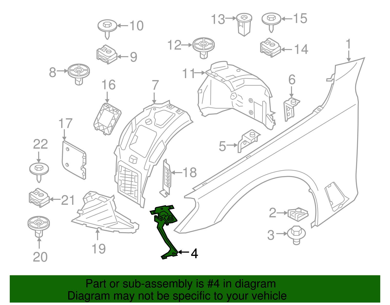 41007440423 - 2017-2023 BMW Fender Lower Bracket (41-00-7-440-423 ...