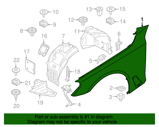 41007443688 - 2017-2023 BMW Fender (41-00-7-443-688) | BMW of South ...
