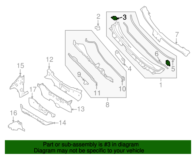 2014-2020 Nissan Rogue Cowl Grille Plug - Driver's Side (LH) 01658 ...