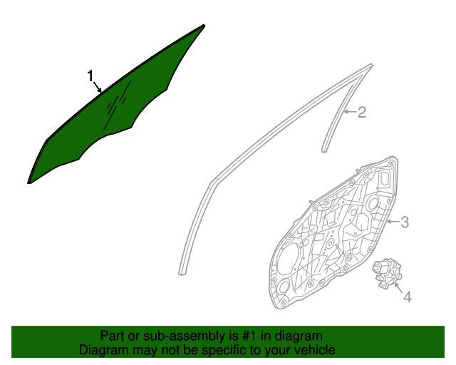 2014-2018 Kia Door Glass - Passenger Side (RH) 82420-A7050 | TascaParts.com