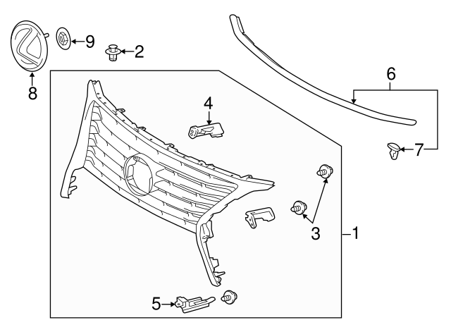 53101-0E140 - Grille Assembly 2013-2015 Lexus RX350 | Longo Lexus Parts