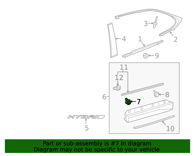 75867-52020 - Body Side Molding Clip - 2019-2023 Lexus | MyLexusParts