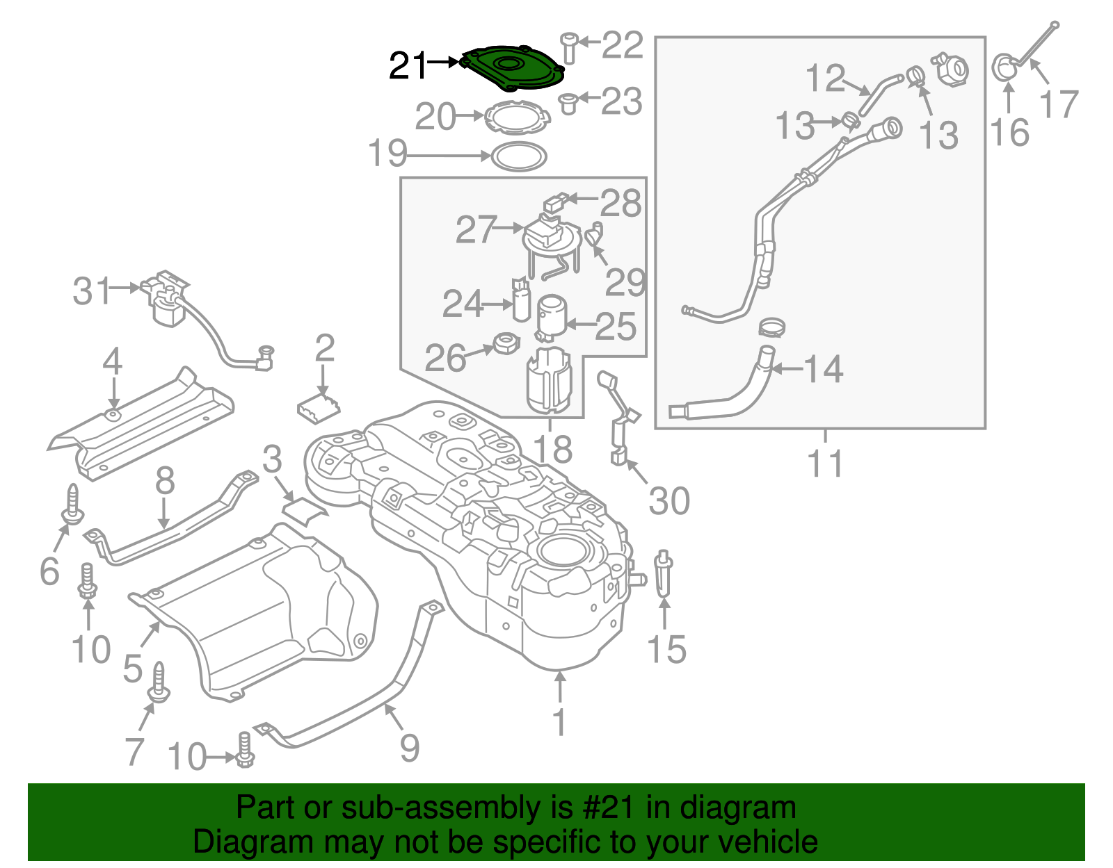 31107-D3100 - Fuel Tank Access Cover 2016-2021 Hyundai Tucson ...