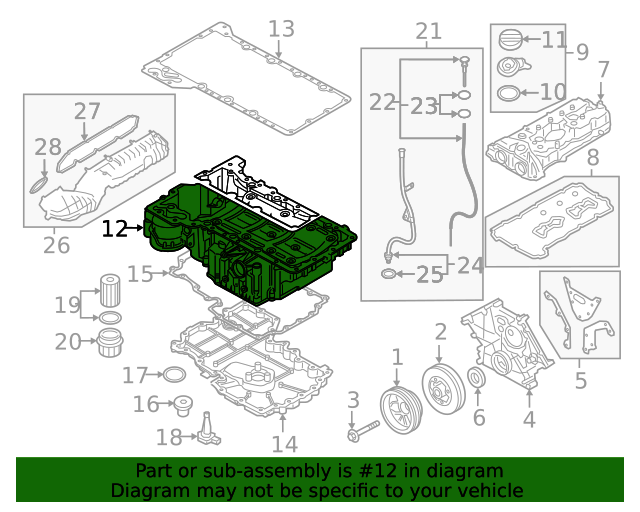 Genuine BMW 11-13-7-852-270 | Upper Oil Pan | FREE Shipping on Most ...