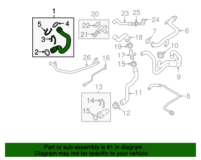 2012-2015 Audi Upper Hose 4G0-122-101-F | OEM Parts Online