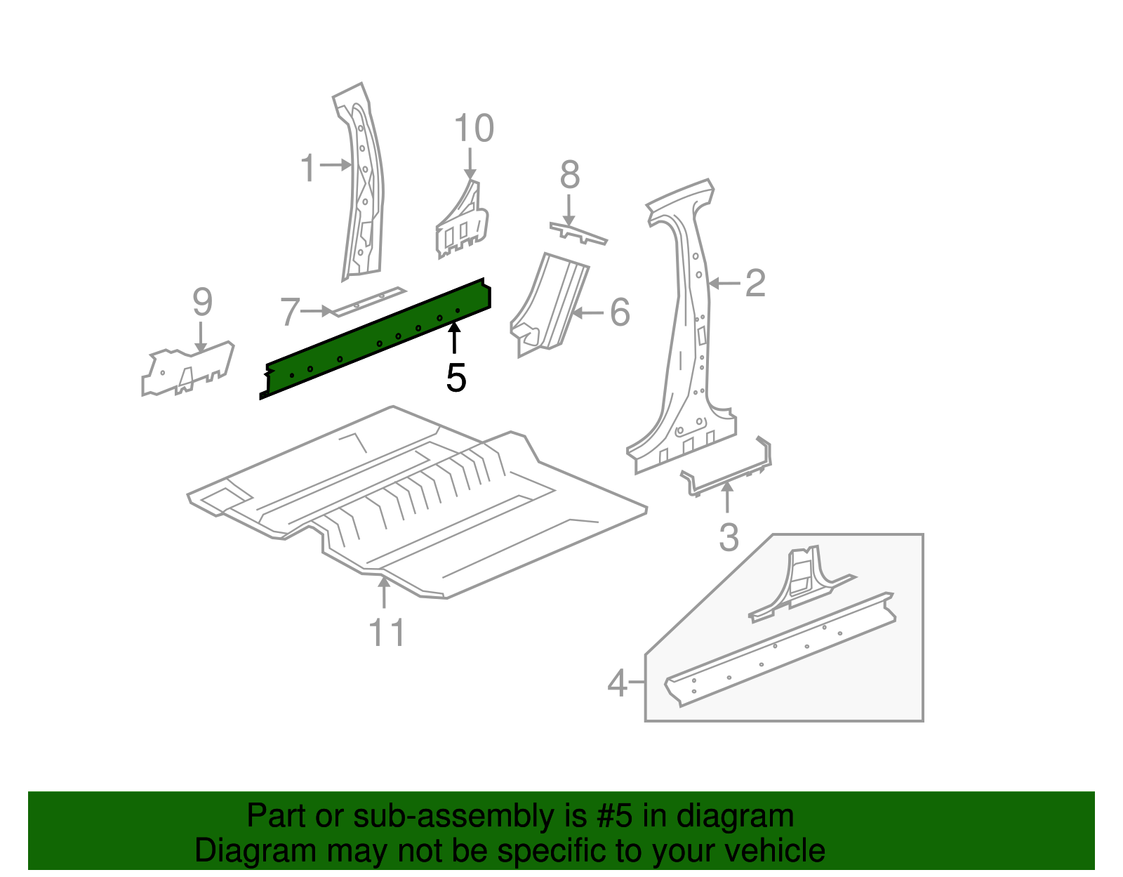 2010-2014 Buick LaCrosse Driver Side Rocker Outer Panel 22875359 | GM ...