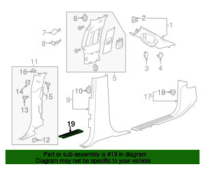 2014-2019 GM Jet Black Rear Driver Side Door Sill Garnish Molding ...