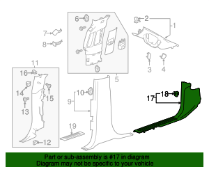 2014-2020 GM Jet Black Front Passenger Side Door Sill Garnish Molding ...