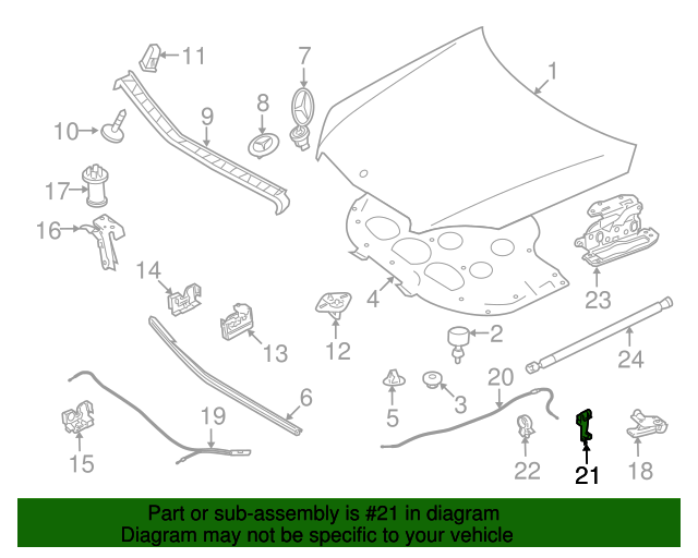 001-995-35-77 - Hood Release Cable Clamp 2008-2018 Mercedes-Benz ...