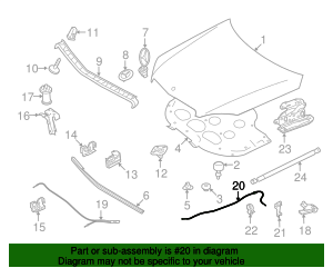 204-880-05-59 - Hood Release Cable 2010-2017 Mercedes-Benz ...