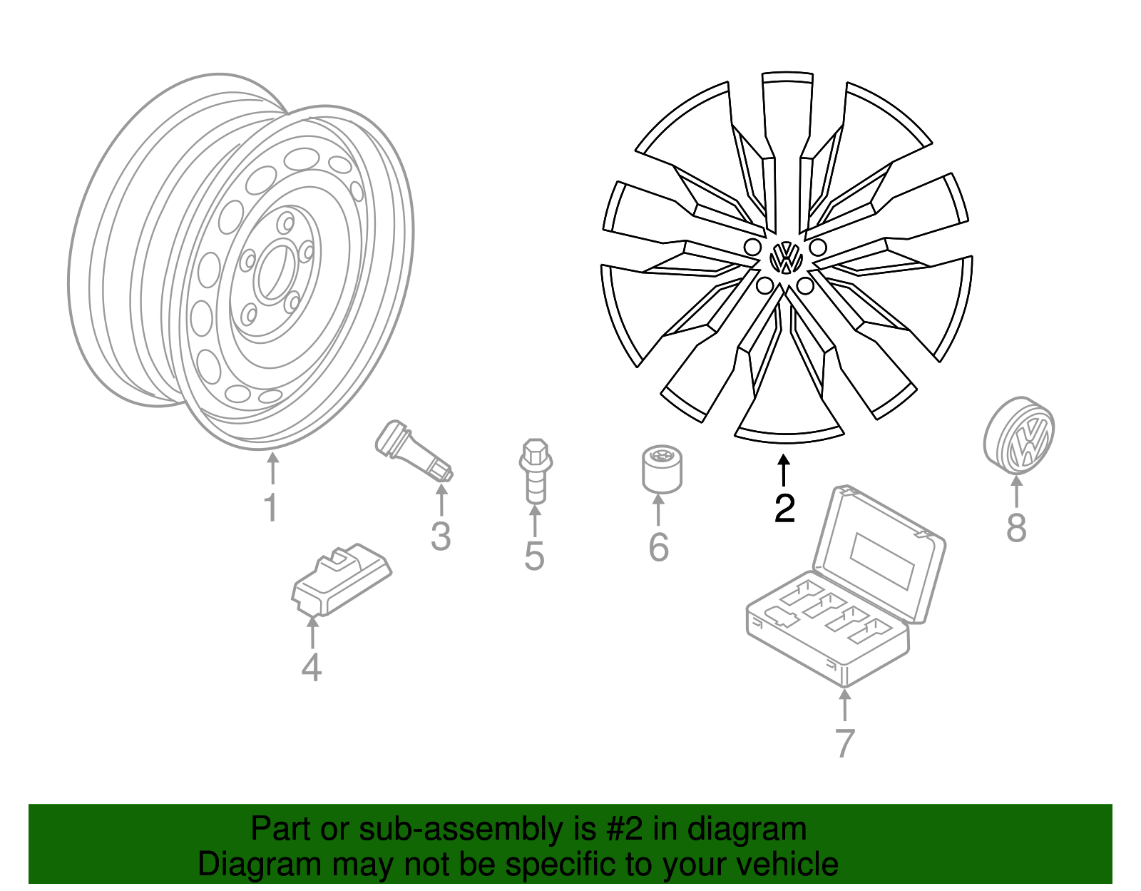 2018-2022 Volkswagen Tiguan Wheel, Alloy 5NN-601-025-E-NQ9 | Retail ...