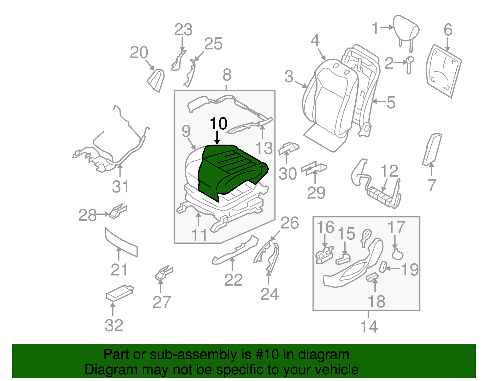 2012-2016 Infiniti Seat Cover 87370-6WZ4A | Infiniti of Orland Park