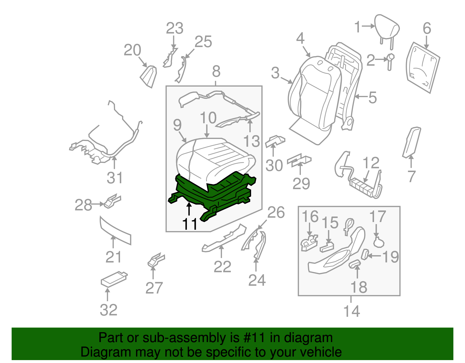 2013-2017 Infiniti Seat Frame 87351-3EV6A | Infiniti of Orland Park