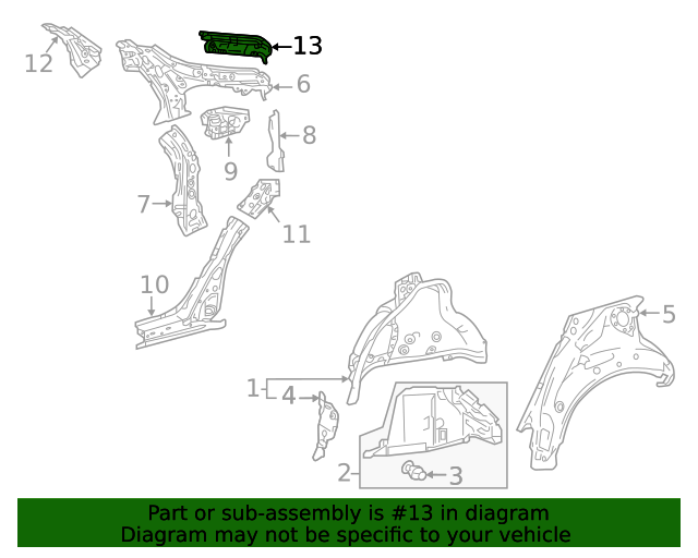 2016-2022 Toyota Quarter Panel Reinforcement 61743-47020 | Toyota Parts ...
