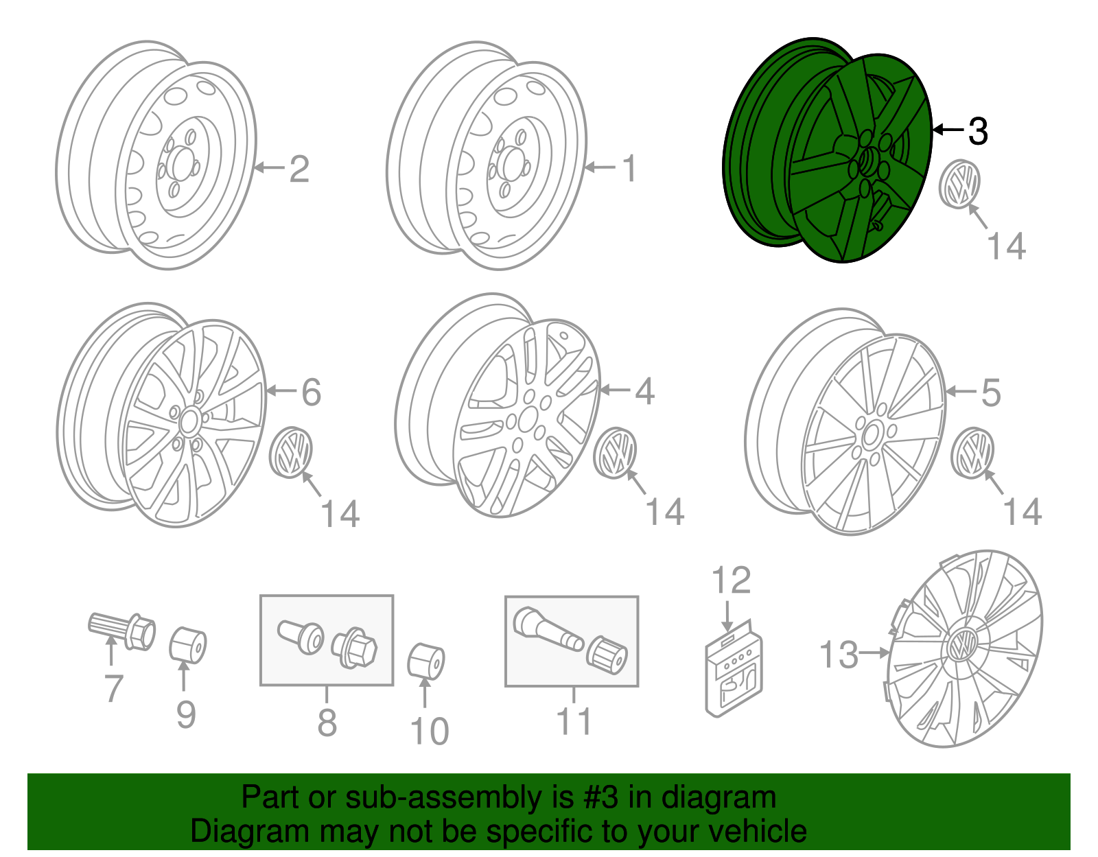 2008-2014 Volkswagen Jetta Wheel, Alloy 1T0-601-025-M-8Z8 | OEM VW ...
