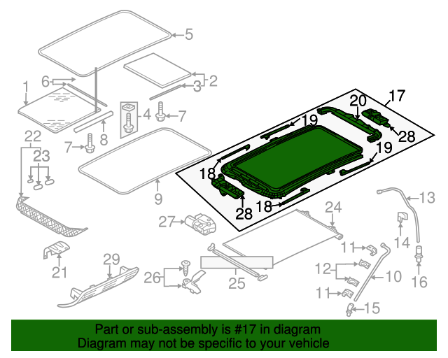2009-2014 Volkswagen Jetta Sunroof Frame 1K9-877-049-A | VW Direct Parts