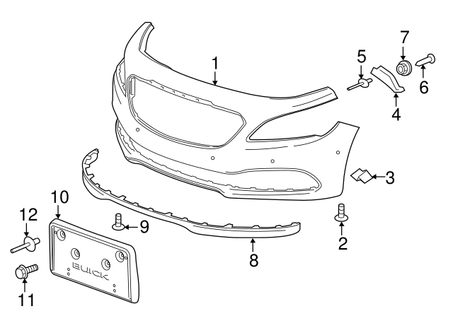 2017-2019 Buick LaCrosse Front Bumper Fascia Center Air Deflector ...